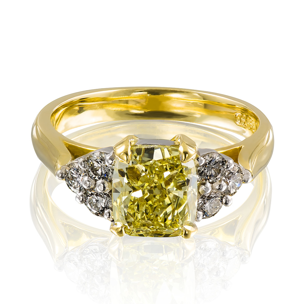 Cushion Cut Yellow Diamond Ring - Holloway Diamonds