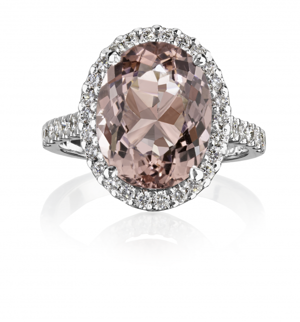 Oval Morganite With Diamond Halo Ring Holloway Diamonds
