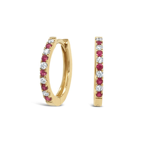 Ruby & Diamond Huggies - Holloway Diamonds